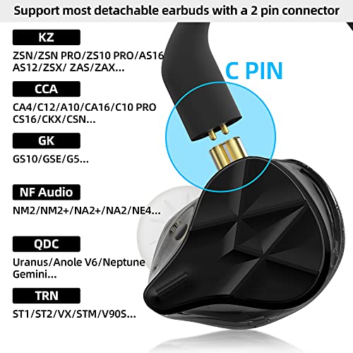 G.K KZ AZ09 Pro Wireless Adapter Cable Qualcomm QCC3040 Bluetooth 5.2 Module Upgrade Cable Ear Hook with 0.75/0.78mm(Black)