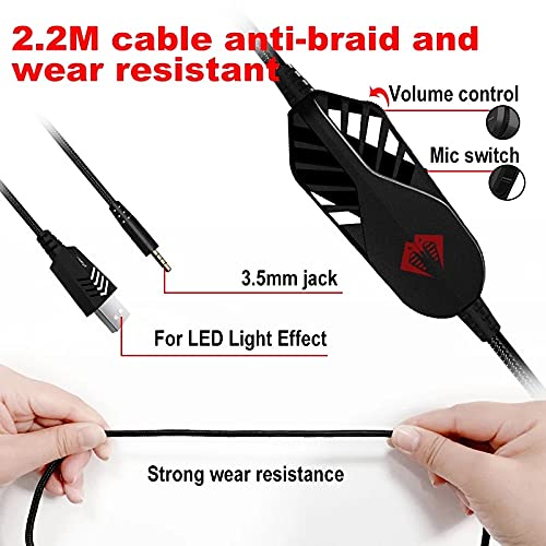 Nxt Level G9000 Pro 7.1 Stereo Surround Sound Lightweight Gaming Headset Noise Cancelling Microphone RGB LED Light Up Headphones Soft Over Ear Memory Pads for PS4 PS5 PC Xbox ONE Switch PC Laptop Mac…