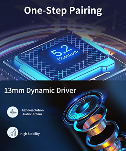 Jassco Bluetooth Earphones, Wireless Open Ear Headphones with Earhooks, 40H Playtime Hands-Free Earbuds with LED Display, Wireless Earphones Earpieces with Mic for Business, Travel, Driving, Workout