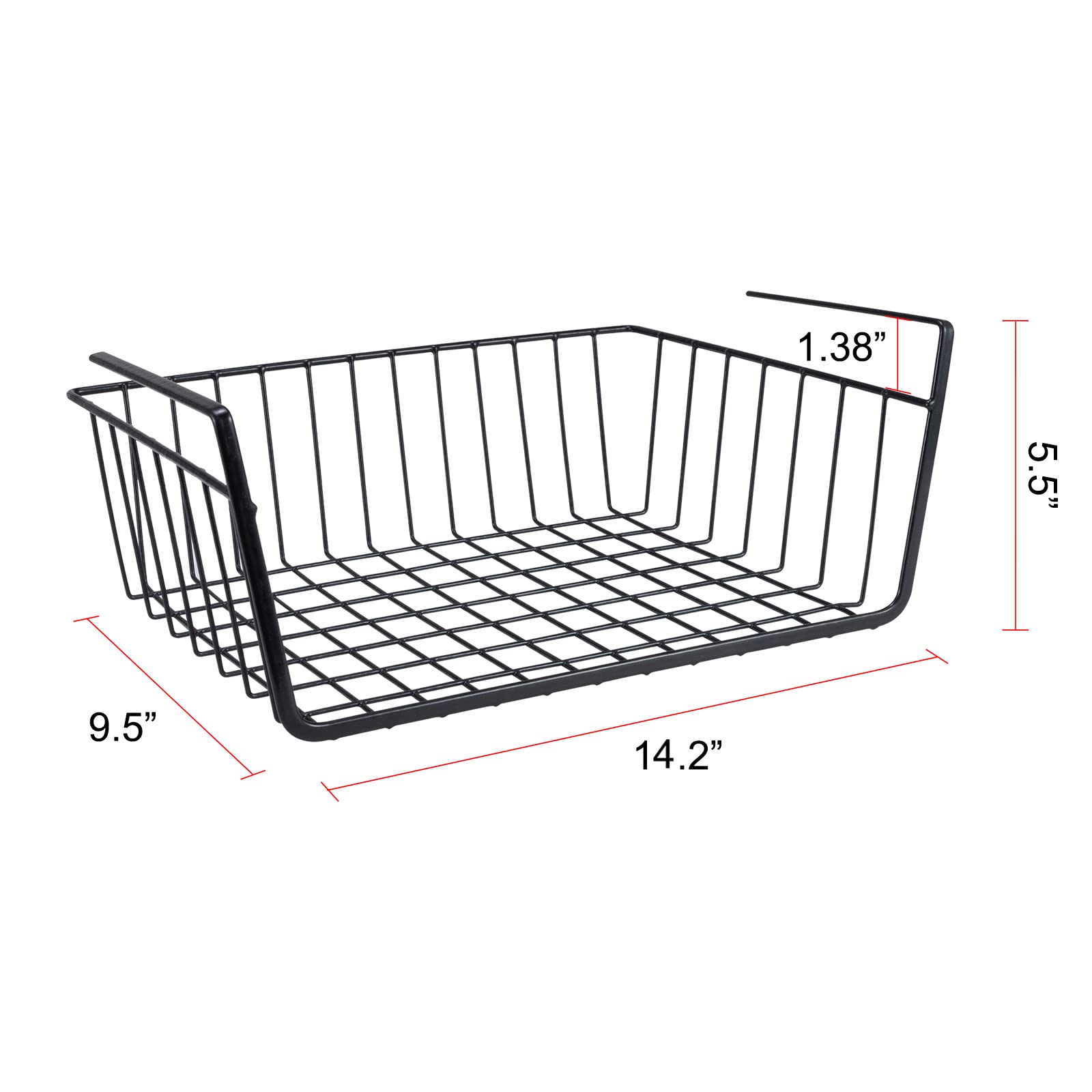 Undershelf Storage Basket Under Shelf Wire Basket Household Metal Under Shelf Hanging Storage Bin Basket Slides Under Shelves for Storage Space Saving for Kitchen Pantry Bookshelf (Medium, 2 PCS)