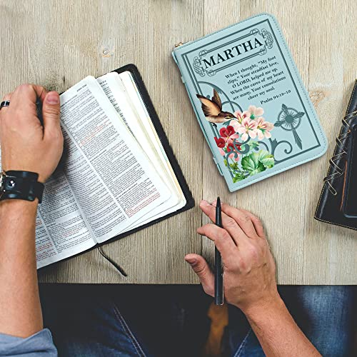 9.6x6.6 Inch Personalized Bible Cover, Custom Bible Cover β Personalized Leatherette Bible Cover and Carrying Case with Handle, Womens Bible Case - Teal (Design 5)