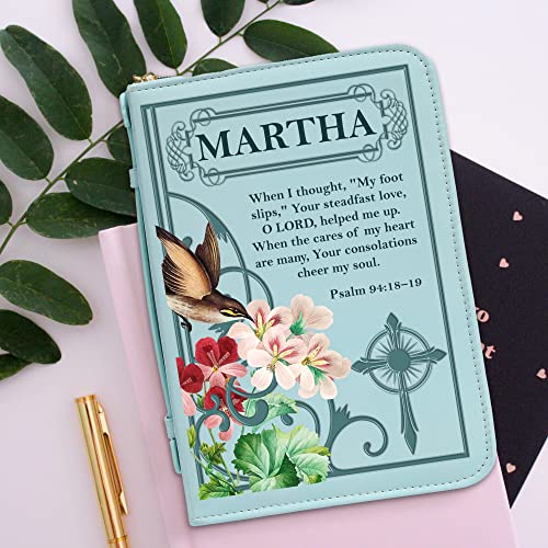 9.6x6.6 Inch Personalized Bible Cover, Custom Bible Cover β Personalized Leatherette Bible Cover and Carrying Case with Handle, Womens Bible Case - Teal (Design 5)