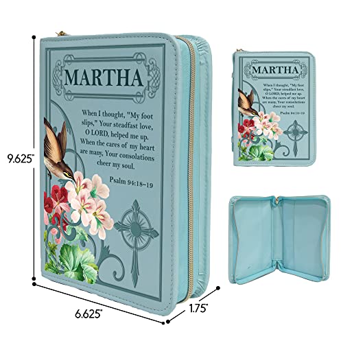 9.6x6.6 Inch Personalized Bible Cover, Custom Bible Cover β Personalized Leatherette Bible Cover and Carrying Case with Handle, Womens Bible Case - Teal (Design 5)