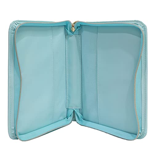 9.6x6.6 Inch Personalized Bible Cover, Custom Bible Cover β Personalized Leatherette Bible Cover and Carrying Case with Handle, Womens Bible Case - Teal (Design 5)