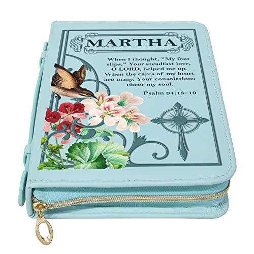 9.6x6.6 Inch Personalized Bible Cover, Custom Bible Cover β Personalized Leatherette Bible Cover and Carrying Case with Handle, Womens Bible Case - Teal (Design 5)
