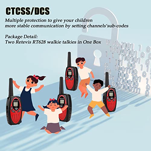 Retevis RT628 Walkie Talkies for Kids,Toys for 5-13 Year Old Boys Girls,Key Lock,Crystal Voice, Easy to Use,Long Range Walky Talky for Camping Hiking(Red,2 Pack)