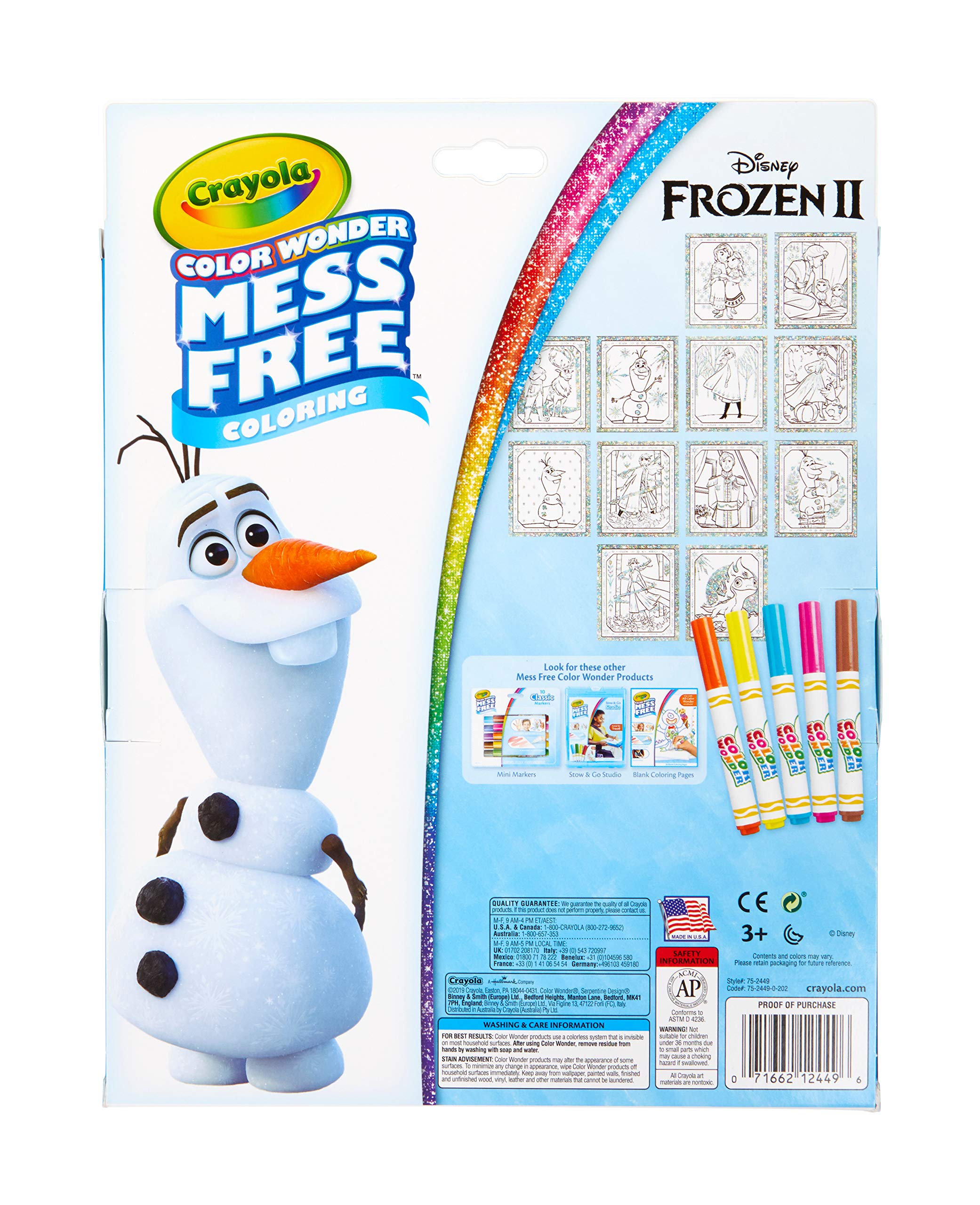 Crayola Frozen 2 Glitter Effects Color Wonder Set, Mess Free Coloring, Gift for Kids, 3, 4, 5, 6