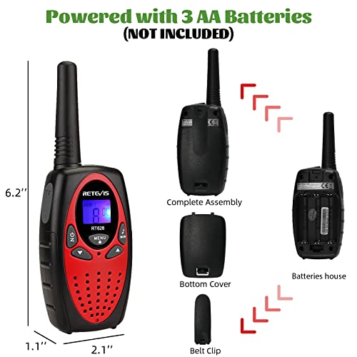 Retevis RT628 Walkie Talkies for Kids,Toys for 5-13 Year Old Boys Girls,Key Lock,Crystal Voice, Easy to Use,Long Range Walky Talky for Camping Hiking(Red,2 Pack)