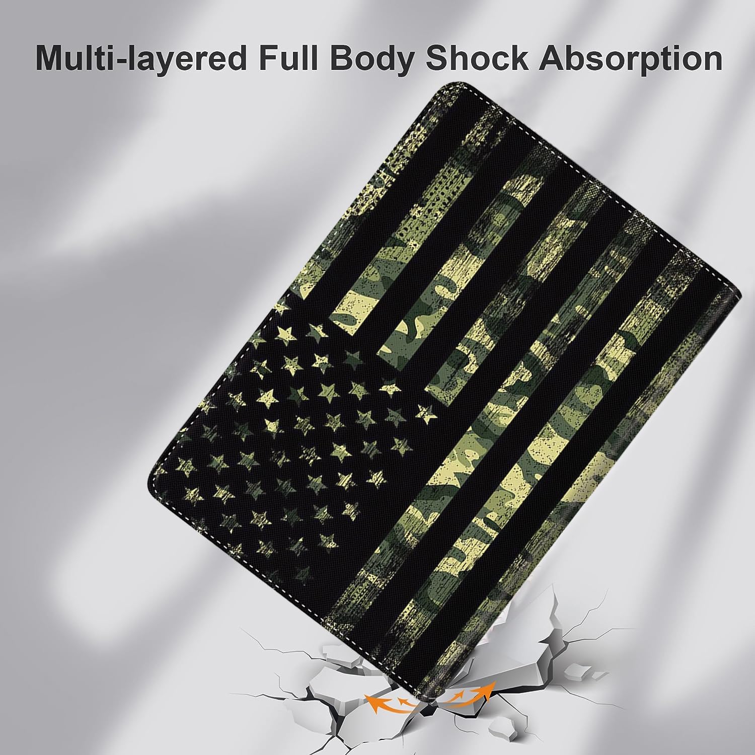 Case for iPad Pro 11 Inch 4th/3rd/2nd/1st Gen 2022/2021/2020/2018 and iPad Air 5th / 4th Generation 10.9 2022/2020,Standing Cover Case with Auto Sleep/Wake,Camouflage American Flag Camo