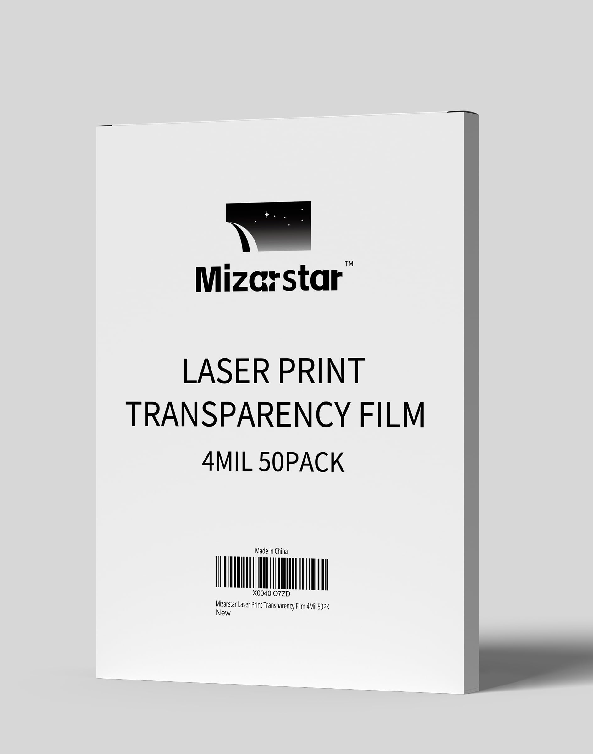 Mizarstar Transparency Film for Laser Jet Printer and Copier, Overhead Projectors Film, Letter Size, 8.5 x 11 in, 50/Pack
