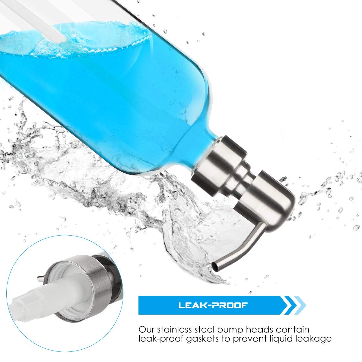 ARKTEK Glass Soap Dispenser - Clear Dish Soap Dispenser for Kitchen, Refillable Liquid Hand Soap Dispenser with Rust Proof Stainless Steel Pump for Bathroom, Countertop (17 Ounce/ 500 ML)