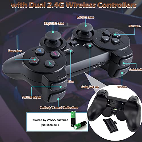 Wireless Retro Game Console,Plug and Play Video Game Stick Built in 10000+ Games,9 Classic Emulators, with Dual 2.4G Wireless Controllers,Birthday Gifts Choice for Children/Adults(64G)