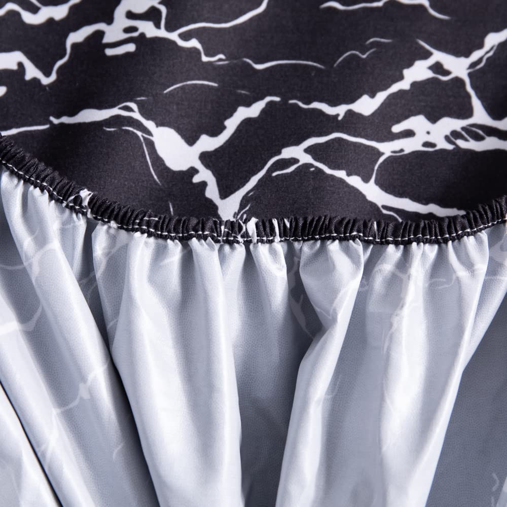 Megsv Waterproof Mattress Protector Cover Polyester Bed Cover Black Marble Pattern Fitted Sheet and Pillowcase (NO Pillow Inner) (Black, Twin)