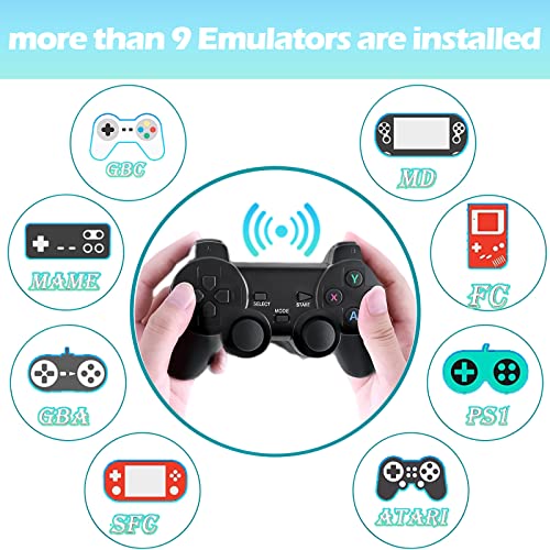 Wireless Retro Game Console,Plug and Play Video Game Stick Built in 10000+ Games,9 Classic Emulators, with Dual 2.4G Wireless Controllers,Birthday Gifts Choice for Children/Adults(64G)