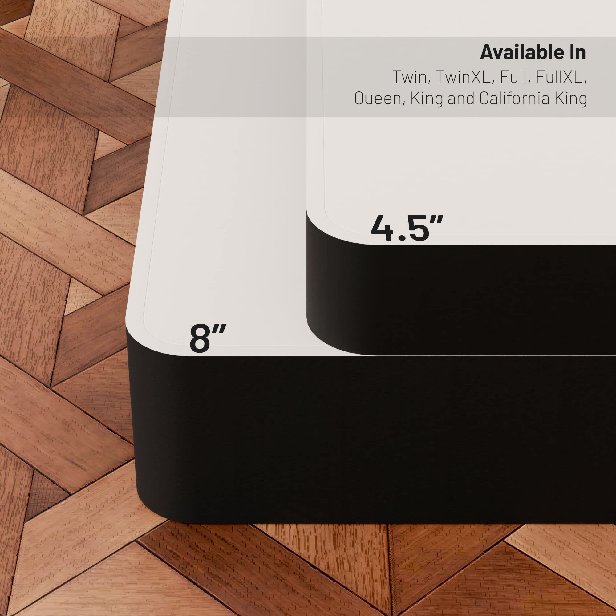 Mayton 4.5-Inch California King Box Spring/Foundation-Easy Simple Assembly, Durable Strong Wood Structure for Pressure Relief, Mattress Support System, Compact Size for Tight Spaces, Black