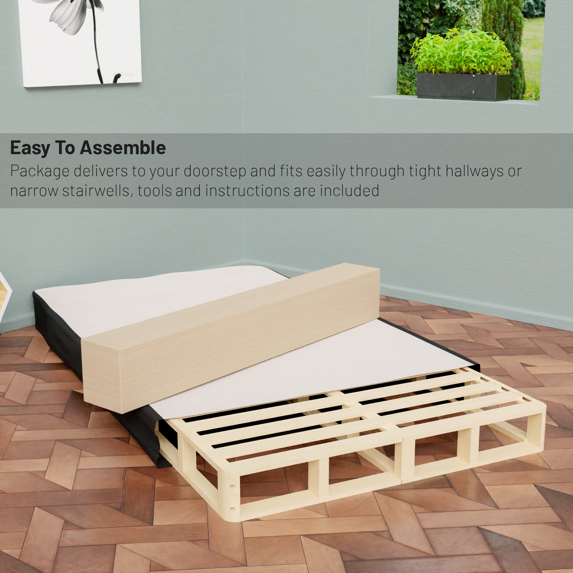 Mayton 4.5-Inch California King Box Spring/Foundation-Easy Simple Assembly, Durable Strong Wood Structure for Pressure Relief, Mattress Support System, Compact Size for Tight Spaces, Black