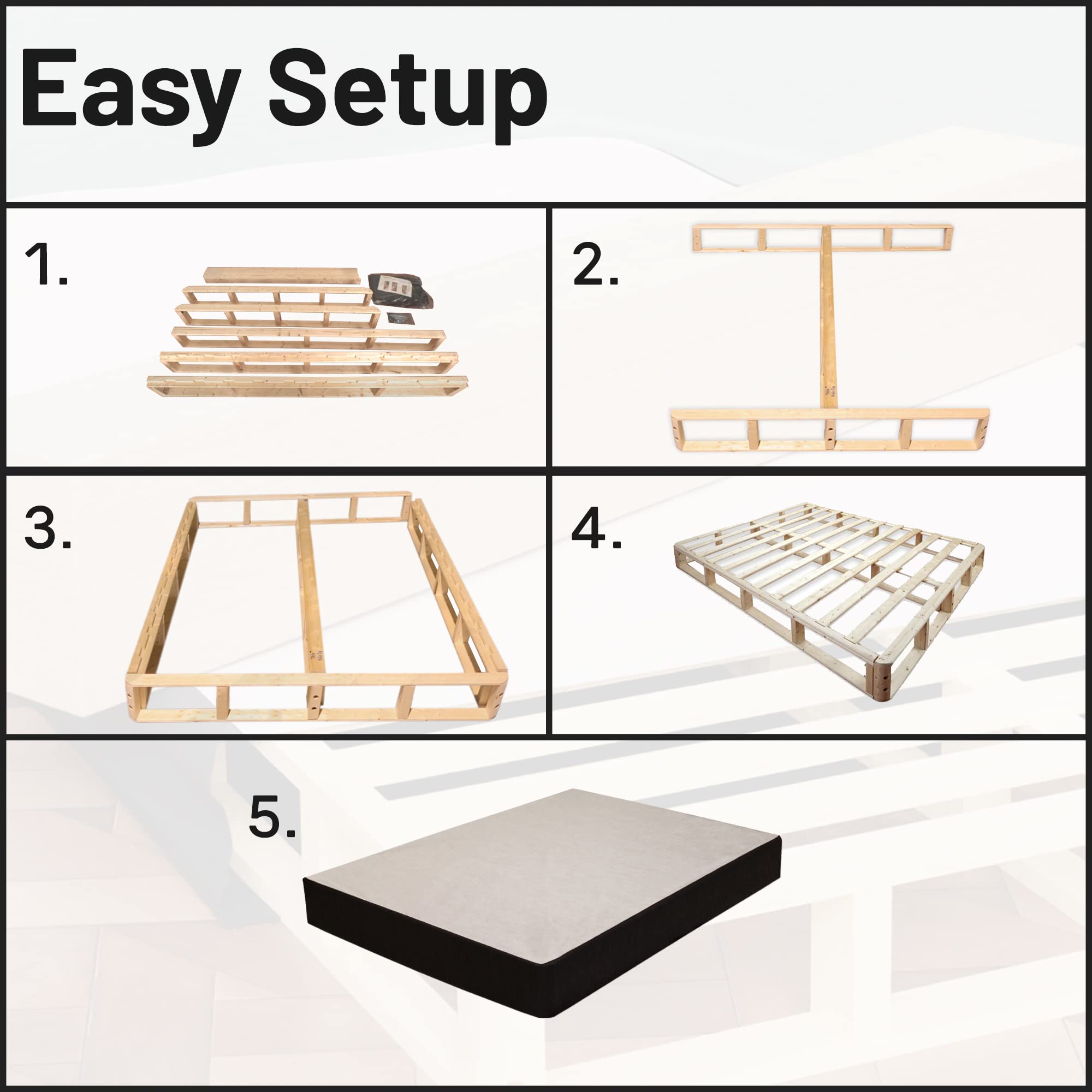 Mayton 4.5-Inch California King Box Spring/Foundation-Easy Simple Assembly, Durable Strong Wood Structure for Pressure Relief, Mattress Support System, Compact Size for Tight Spaces, Black