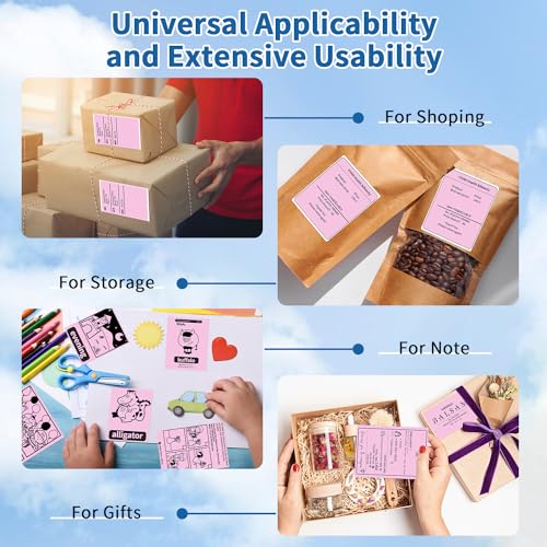 LabelCreate Thermal Label Printer Paper - 500 PCS, 4"x6" Fan-Fold Label Shipping Supplies Labels, Permanent Adhesive Thermal Labels for Small Business Supplies, Pink