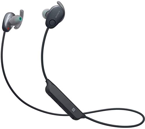 Sony WI-SP600N Black Premium Waterproof Bluetooth Wireless Extra Bass Sports in-Ear 6 Hr of Playback Headphones/Microphone (International Version) (Renewed)