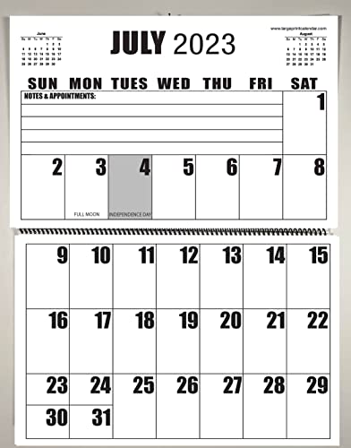 Jumbo Large Print 2023 Wall Calendar | 13-months | 17" x 22" hanging on wall | 17" x 11" closed