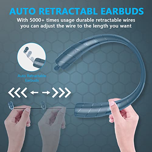 Xmenha Neckband Bluetooth Headphones/Speaker 2 in 1, Around The Neck Bluetooth Headphones Wireless Earbuds with Microphone 15H Playtime, Waterproof Running Workout Sports Earphones for Android iPhone