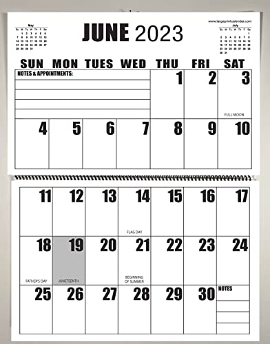 Jumbo Large Print 2023 Wall Calendar | 13-months | 17" x 22" hanging on wall | 17" x 11" closed