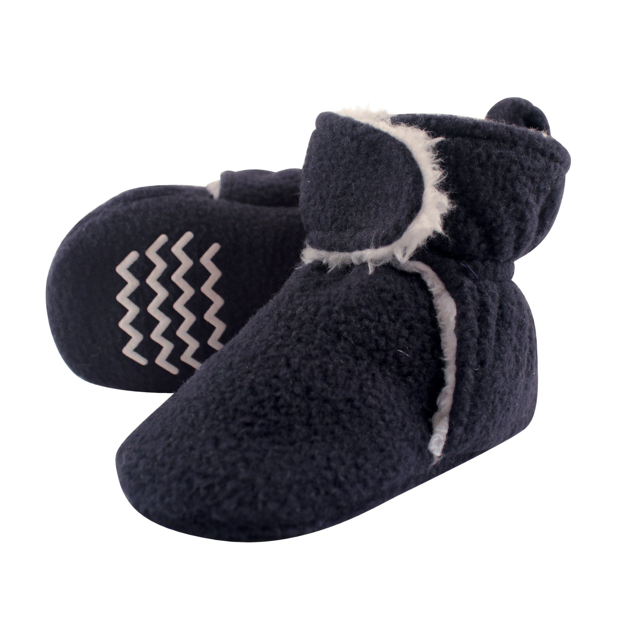 Hudson Baby unisex baby Cozy Fleece and Sherpa Booties Slipper Sock, Navy, 18-24 Months Infant US