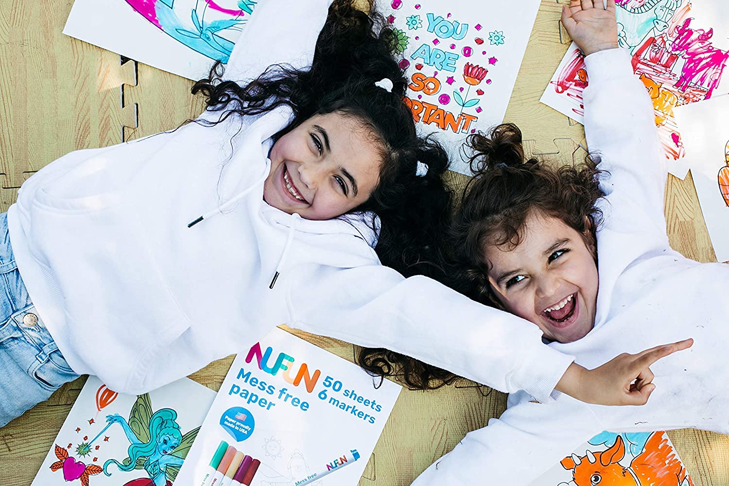 NuFun Activities Mess Free Set - Kids Create No Mess Wonders with Special Coloring Paper, Gift for Toddlers and Kids, 50 Blank Pages and 6 Markers