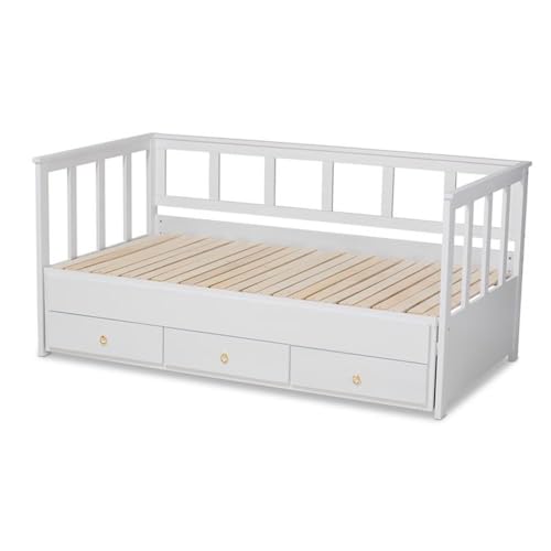 BOWERY HILL White Finished Expandable Twin Size to King Size Daybed