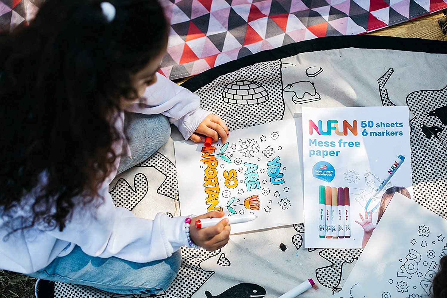 NuFun Activities Mess Free Set - Kids Create No Mess Wonders with Special Coloring Paper, Gift for Toddlers and Kids, 50 Blank Pages and 6 Markers