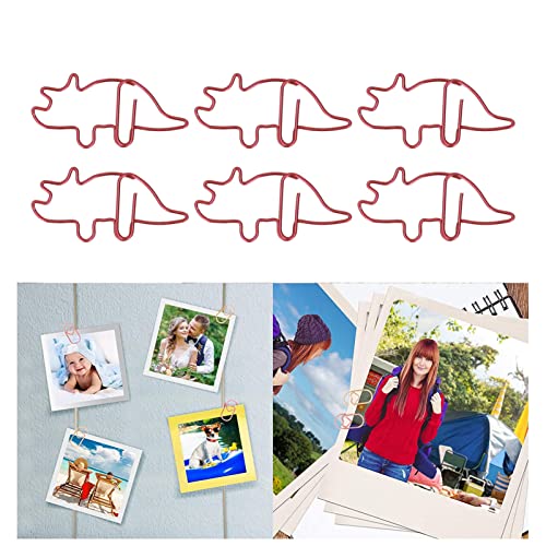 Pssopp 100Pcs Animal Shaped Paperclip, Dinosaur Shaped Coated Paper Clips Bookmark Clips Office Supplies for Document