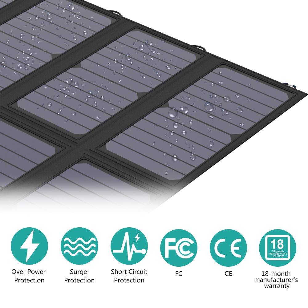 GIARIDE Foldable Solar Panel USB/DC Solar Panel Charger 18V Portable Solar Panel 80W for Laptop Solar Battery Charger for Camping Portable Solar Panels for Rv Portable Solar Charger for Car Battery