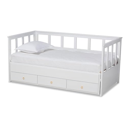BOWERY HILL White Finished Expandable Twin Size to King Size Daybed