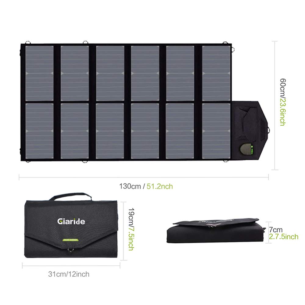 GIARIDE Foldable Solar Panel USB/DC Solar Panel Charger 18V Portable Solar Panel 80W for Laptop Solar Battery Charger for Camping Portable Solar Panels for Rv Portable Solar Charger for Car Battery