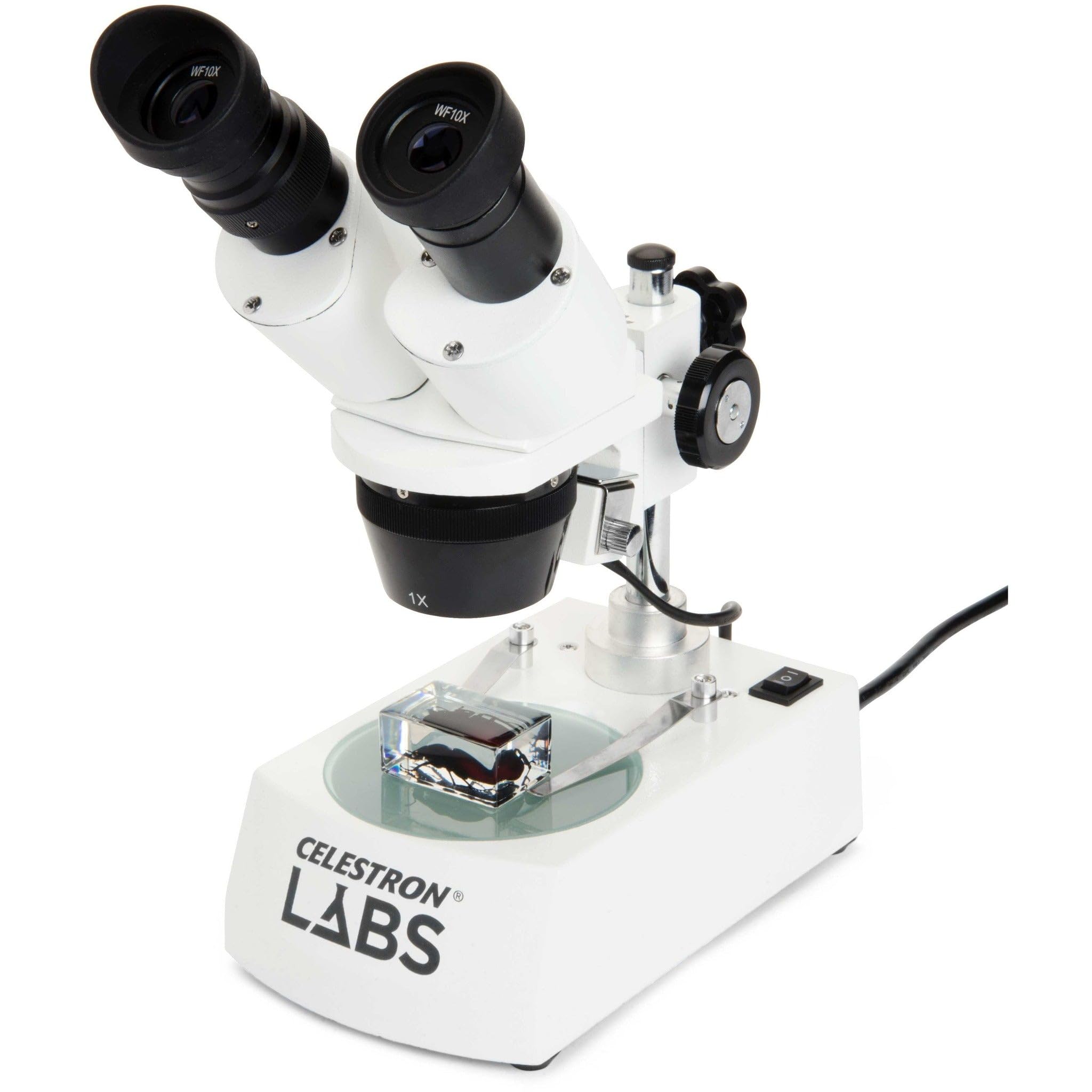 Celestron – Celestron Labs – Binocular Stereo Microscope – 20-60x Magnification – Upper and Lower LED Illumination – Includes 10 Prepared Slides