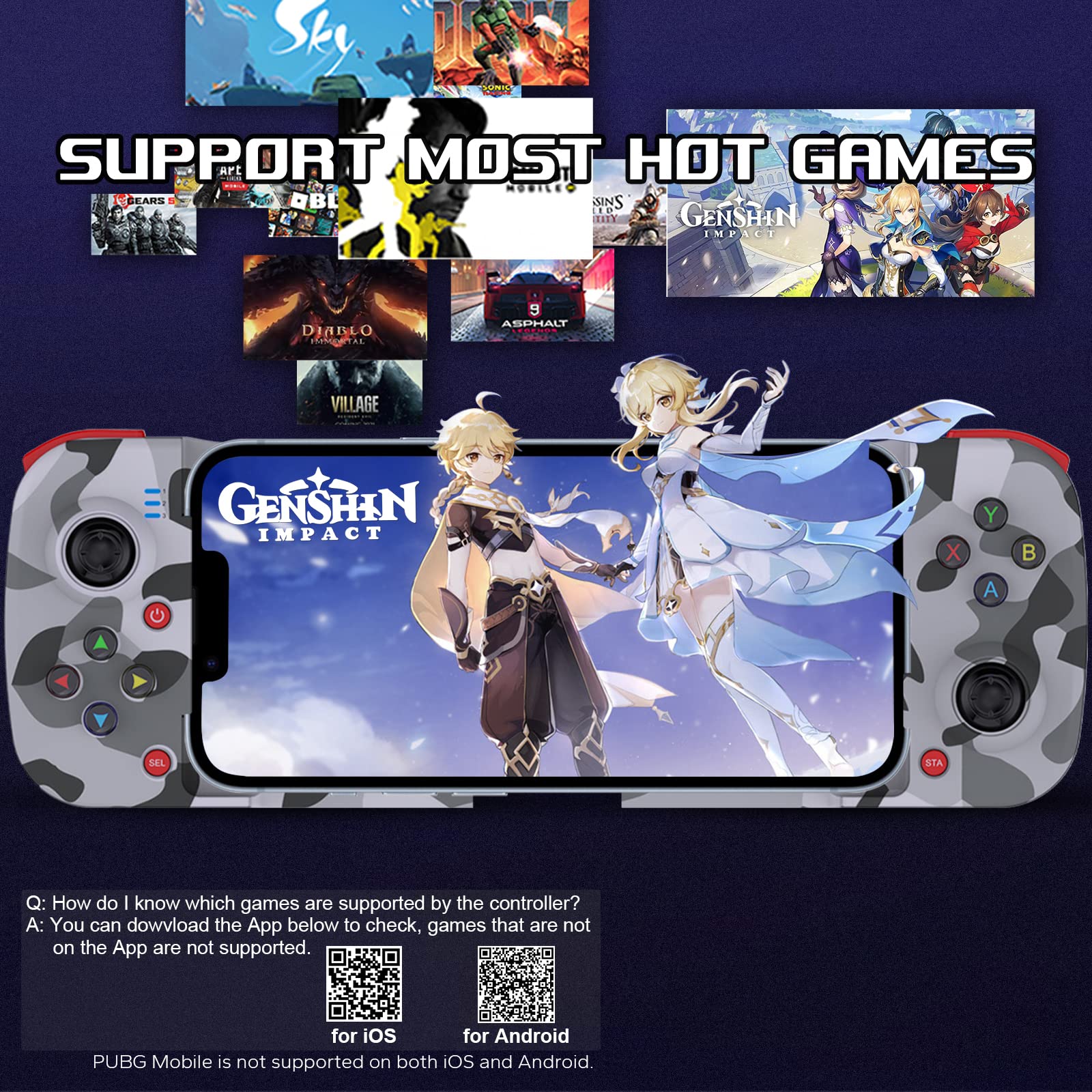 Koiiko Mobile Game Controller Gamepad for iPhone iOS Android PC: Works with iPhone 15/14/13/12/11/X, iPad, Samsung Galaxy, TCL, Tablet, Apex Legends, Call of Duty - Directly Play