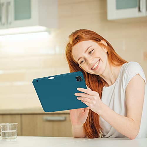 ZryXal New iPad Pro 11 Inch Case 2022(4th Gen)/2021(3rd Gen)/2020(2nd Gen) with Pencil Holder,Smart iPad Case [Support Touch ID and Auto Wake/Sleep] with Auto 2nd Gen Pencil Charging (Teal)