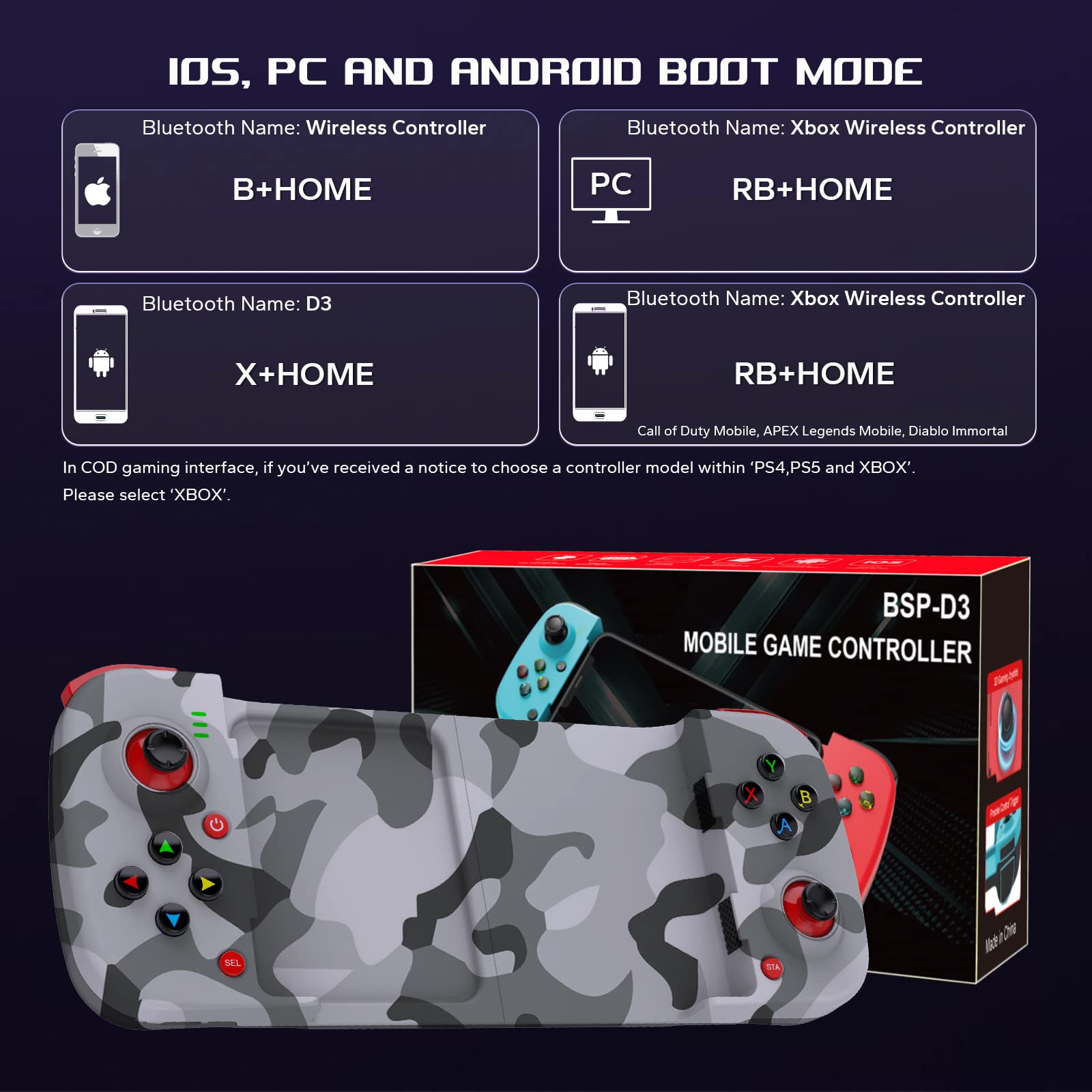 Koiiko Mobile Game Controller Gamepad for iPhone iOS Android PC: Works with iPhone 15/14/13/12/11/X, iPad, Samsung Galaxy, TCL, Tablet, Apex Legends, Call of Duty - Directly Play