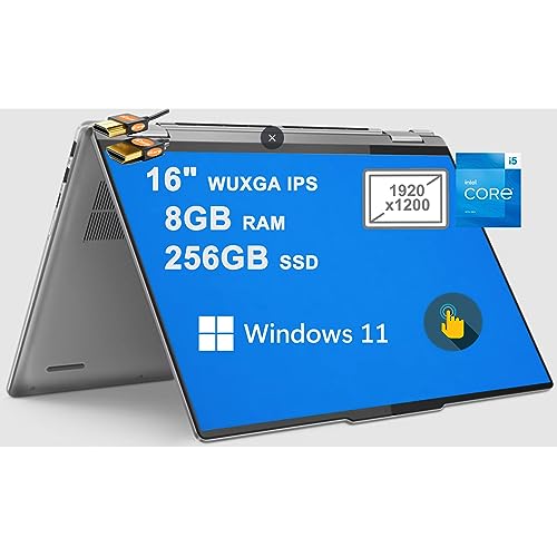 Lenovo Yoga 7i 2-in-1 Laptop 16" WUXGA IPS Touchscreen 13th Gen Intel 10-Core i5-1335U (>i7-1255U) 8GB RAM 256GB SSD Backlit Fingerprint Reader Thunderbolt Win11 Gray + HDMI Cable