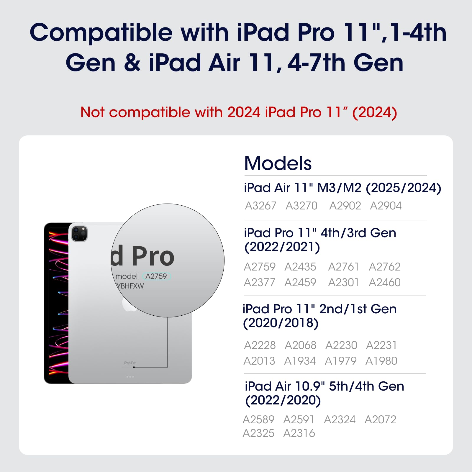 PITAKA iPad Pro 11 Inch Case, Compatible with iPad Air M3/M2 11 Inch (4-7th Gen) & 2022/2021/2020/2018 iPad Pro 11 (1-4th Gen), Portrait/Landscape Magnetic Case with 4 Standing Angles - White