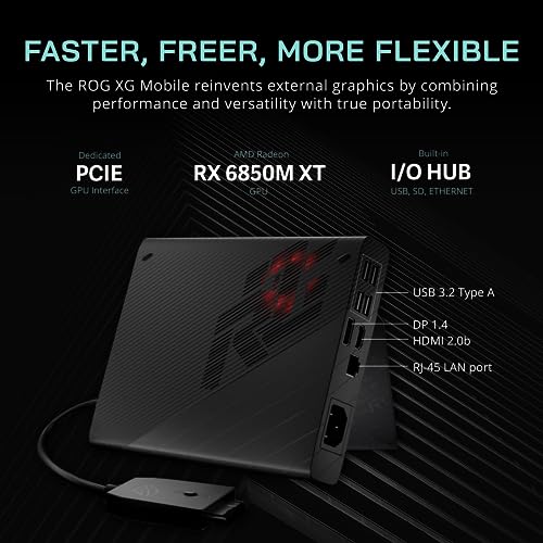 ASUS ROG Flow X13 13.4/ WUXGA Touchscreen Laptop, AMD R9 6900HS, 16GB LPDDR5, 1TB SSD, NVIDIA RTX 3050&XG Mobile Dock GC32L AMD RX 6850M XT, Backlit Keyboard, Win 11 Pro, Black, 32GB Hotface USB Card