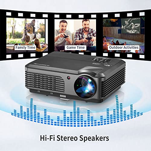 WiFi Bluetooth Projector Full HD 1080P, 200" Smart Android Projector for Indoor Outdoor Movie, Wireless Home Theater Projector with Digital Zoom/HDMI/USB/VGA for iOS Phone Laptop PC DVD TV Stick PS5