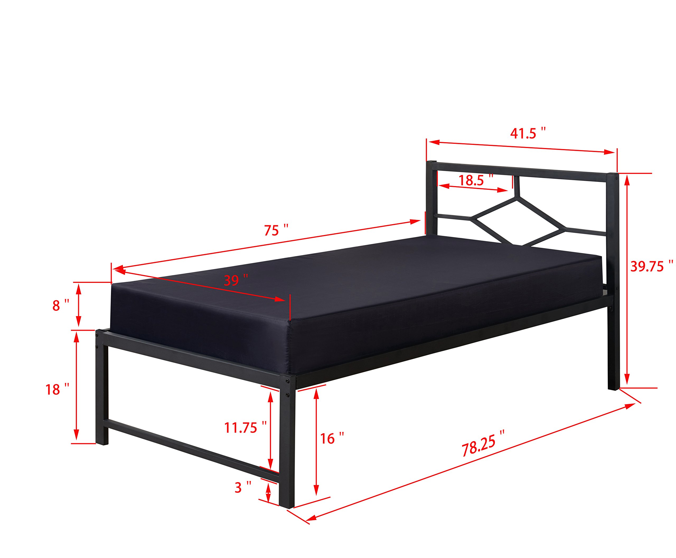 Kings Brand Furniture - Black Metal Twin Size Platform Daybed Frame with Trundle Bed
