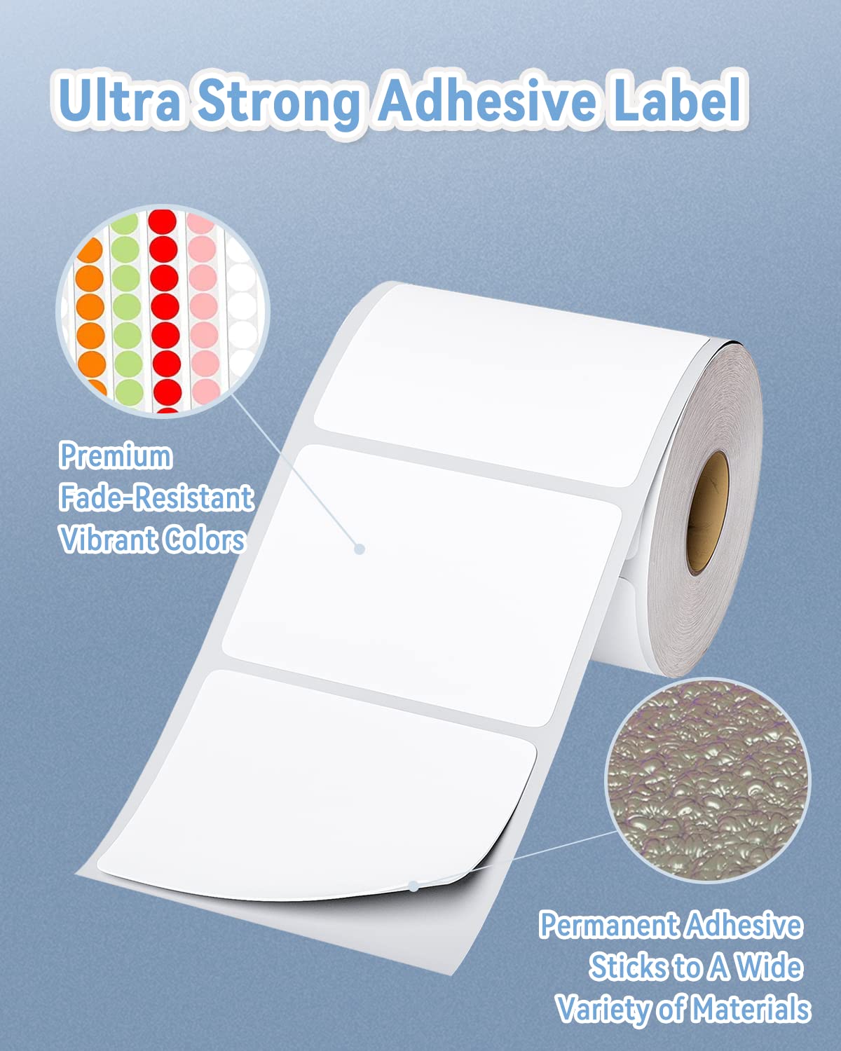 Phomemo 4"x3" Thermal Labels Roll for Small Business Supplies - Commercial Grade Logo Stickers for Business Customized - Waterproof Shipping Labels for Thermal Label Printer - 500 PCS Label Stickers