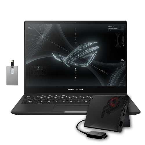 ASUS ROG Flow X13 13.4/ WUXGA Touchscreen Laptop, AMD R9 6900HS, 16GB LPDDR5, 1TB SSD, NVIDIA RTX 3050&XG Mobile Dock GC32L AMD RX 6850M XT, Backlit Keyboard, Win 11 Pro, Black, 32GB Hotface USB Card