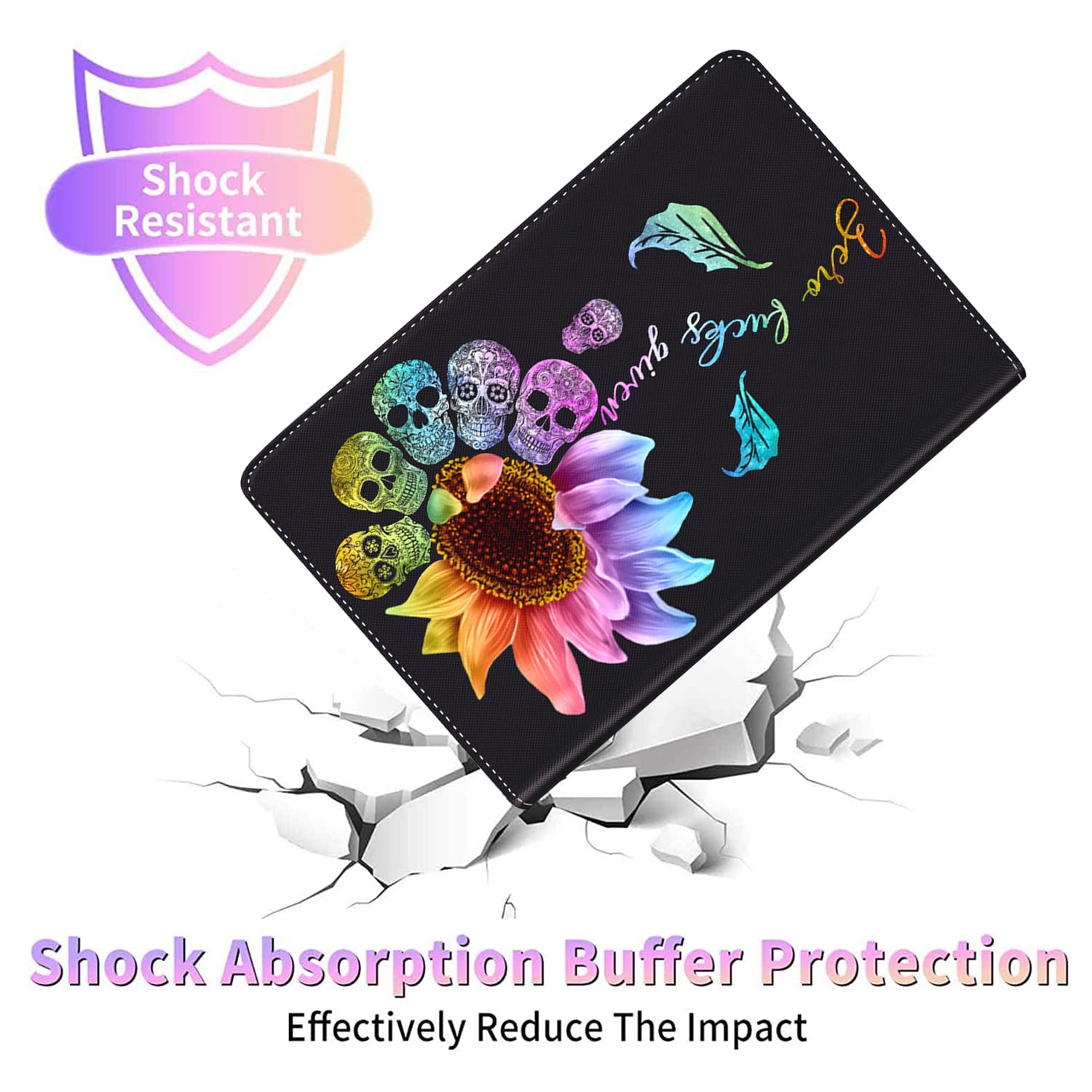Case for iPad Pro 11 Inch 2022/2021/2020 (4th/3rd/2nd Generation),iPad Air 5th / 4th Generation 10.9 Inch (2022/2020) Case, Durable Shockproof Protective Cover,Sugar Skulls and Sunflowers