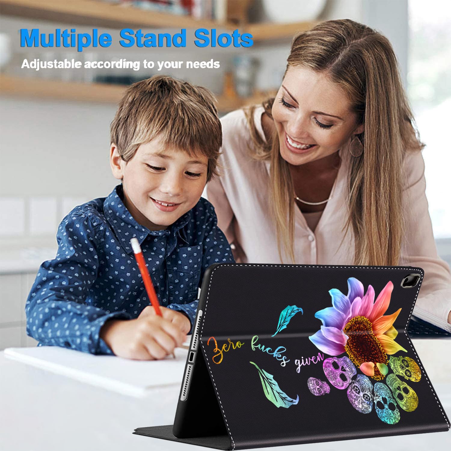 Case for iPad Pro 11 Inch 2022/2021/2020 (4th/3rd/2nd Generation),iPad Air 5th / 4th Generation 10.9 Inch (2022/2020) Case, Durable Shockproof Protective Cover,Sugar Skulls and Sunflowers