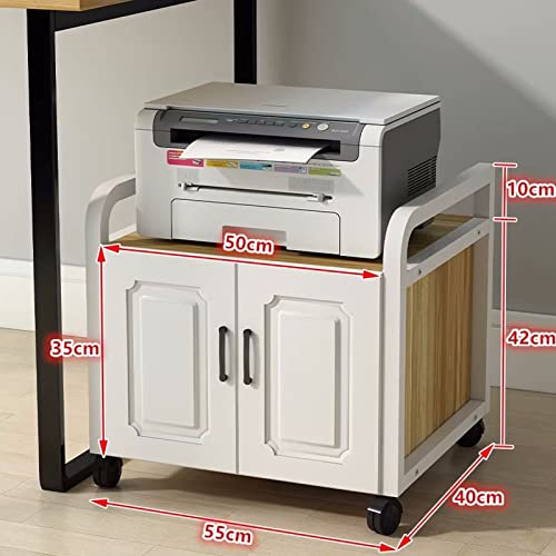 Printer Table Printer Cabinet Printer Stand 2 Tiers Office Movable Laser Printer Copier Stand Cart Under Desk Rolling Table File Cabinets Fax A4 Paper Organizer Shelf for Home Office Storage & Organiz