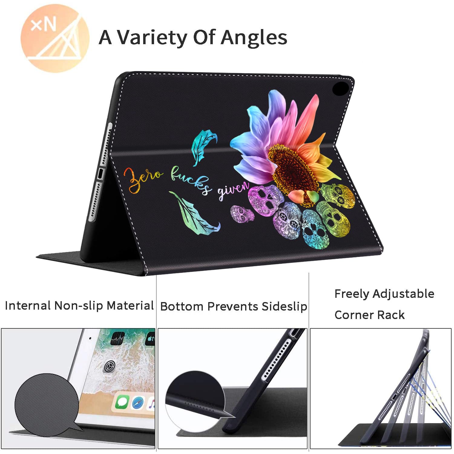 Case for iPad Pro 11 Inch 2022/2021/2020 (4th/3rd/2nd Generation),iPad Air 5th / 4th Generation 10.9 Inch (2022/2020) Case, Durable Shockproof Protective Cover,Sugar Skulls and Sunflowers