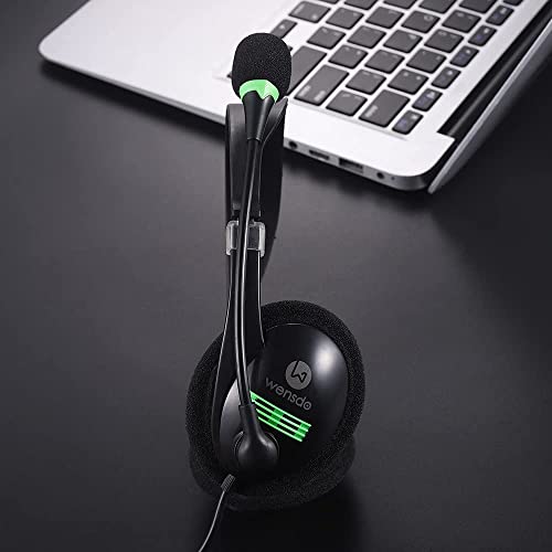 Wensdo Bulk Headphones with Microphone for Classroom 10 Pack, 3.5mm Wired Kids Headphones Office Headset for School Students Children and Adult (10 Pack)